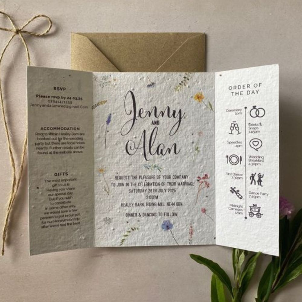 Folded Wedding Invitation Wording Samples